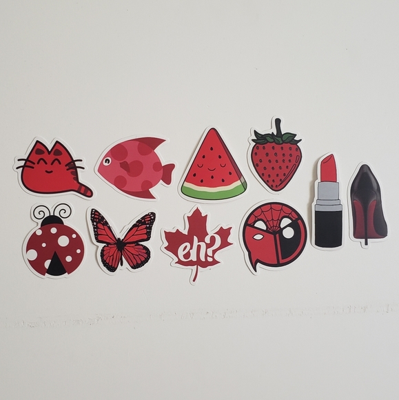 Accessories | 315 5pcs Red Stickers | Poshmark